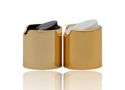 China Cosmetic Aluminum Shiny Gold Disc Top Cap Black Or White PP Disk Cap 24mm for sale