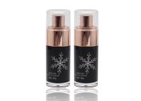 China 30ml Black Coating Inside Airless Spray Bottle With White Snowflake Screen Printing for sale