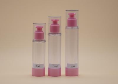 China Pink And Clear Color Airless Treatment Pump Bottle 80ml 100ml 120ml With Over Cap for sale