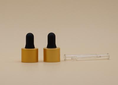 China 18mm Small Glass Dropper Matt Gold Aluminum Collar For Essential Oil Bottle for sale