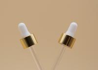 China 18 / 410 Essential Oil Dropper , Gold Collar Glass Droppers For Essential Oils for sale