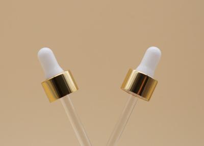 China 18 / 410 Essential Oil Dropper , Gold Collar Glass Droppers For Essential Oils for sale