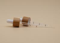 China Bamboo Collar Essential Oil Dropper 18mm With Printing Scale Glass Pipette for sale