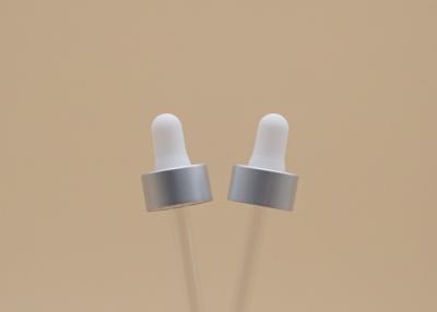 China Aluminum Matt Silver Glass Oil Dropper 20 / 400 With White Silicone Teat for sale
