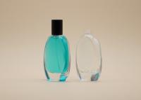 China Flat Refillable Cosmetic Bottles 30ml 50ml Heavy Bottom Crimp Neck For Perfume Packaging for sale