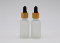 China 50ml Frosted Clear Oil Bottle Essential Oil Glass Bottles With Matte Gold Dropper for sale