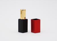 China Square Lip Balm Tubes Ribbed Aluminum Magnet Tube With Black And Red Color for sale