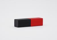 China Square Lip Balm Tubes Ribbed Aluminum Magnet Tube With Black And Red Color for sale