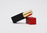 China Square Lip Balm Tubes Ribbed Aluminum Magnet Tube With Black And Red Color for sale