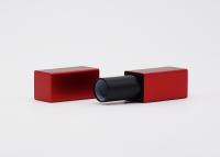 China Square Aluminum Red Empty Lipstick Tubes Container 3.5g With Magnet Case for sale
