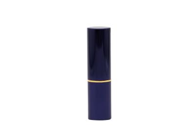 China Magnet Aluminum 3.5g Glossy Blue Empty Lip Balm Tubes With Round Shape for sale