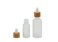 China Frosted 50ml Bamboo Glass Essential Oil Dropper Bottles for sale