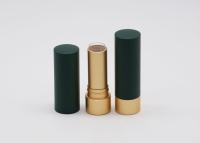 China Cylindrical 3.5g Green Color Empty Lipstick Tube Hot Stamping Logo for sale