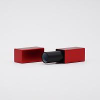 China Square Aluminum Red Empty Lipstick Tubes Container 3.5g With Magnet Case for sale