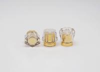 China Non Spill Gold Aluminum Perfume Bottle Lid Textured Design With Concave Collar for sale