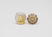 China Non Spill Gold Aluminum Perfume Bottle Lid Textured Design With Concave Collar for sale