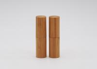China Cylinder Inner  Aluminum Bamboo Outside Empty Lipstick Tube With Press Pop Cap for sale