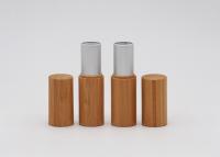 China Cylinder Inner  Aluminum Bamboo Outside Empty Lipstick Tube With Press Pop Cap for sale