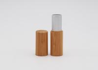 China Cylinder Inner  Aluminum Bamboo Outside Empty Lipstick Tube With Press Pop Cap for sale