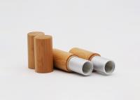 China Cylinder Inner  Aluminum Bamboo Outside Empty Lipstick Tube With Press Pop Cap for sale