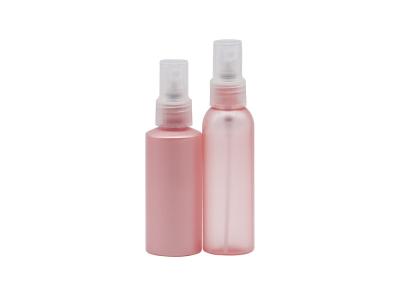 China Plastic Fine Mist Spray Bottle 100Ml Round Pink Color 60Ml for sale
