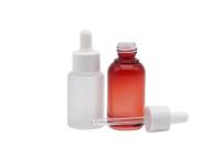 China Clear Red Glass Essential Oil Bottle 30ml 50ml 100ml Frosted Clear Cosmetic Dropper Bottle for sale