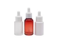 China Clear Red Glass Essential Oil Bottle 30ml 50ml 100ml Frosted Clear Cosmetic Dropper Bottle for sale