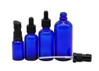 China Glass Dropper Bottles Essential Oil Bottles Transparent Blue Color for sale