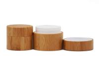 China Cosmetic Packaging Bamboo Cream Jars Refillable Leak Proof for sale
