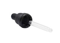 China 18/410 Tamper Evident Glass Dropper Caps Black Plastic Dropper For Oil for sale