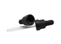 China 18/410 Tamper Evident Glass Dropper Caps Black Plastic Dropper For Oil for sale