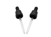 China 18/410 Tamper Evident Glass Dropper Caps Black Plastic Dropper For Oil for sale