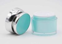 China Light Blue And Shiny Silver Color Cylinder Plastic Jar 50g Skin Care Round for sale