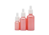 China Empty 50ml 100ml Cosmetic Essential Oil Bottles Glass Pink Color Personal Care for sale