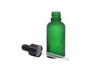 China Frosted Green Essential Oil Bottle 30ml 50ml Glass Dropper Bottle Package for sale