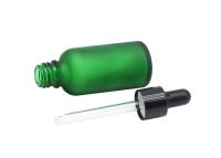 China Frosted Green Essential Oil Bottle 30ml 50ml Glass Dropper Bottle Package for sale