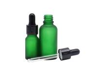 China Frosted Green Essential Oil Bottle 30ml 50ml Glass Dropper Bottle Package for sale