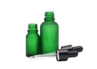 China Frosted Green Essential Oil Bottle 30ml 50ml Glass Dropper Bottle Package for sale