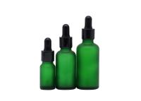 China Frosted Green Essential Oil Bottle 30ml 50ml Glass Dropper Bottle Package for sale