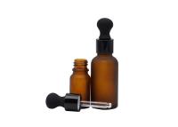China Frosted Amber Cosmetic Glass Bottle With Various Dropper 30ml 50ml for sale