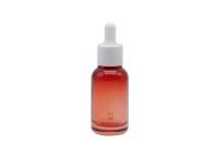 China Flat Shoulder Essential Oil Bottle Empty Glass White Cosmetic Dropper Bottle 50ml for sale