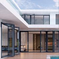 China 65 Series Anti-Pinch Folding Door 6063-T6 Aluminum Alloy Double Tempered Glass for Villa for sale