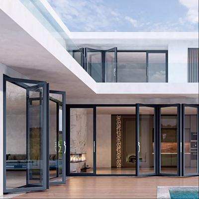 China 65 Series Anti-Pinch Folding Door 6063-T6 Aluminum Alloy Double Tempered Glass for Villa for sale