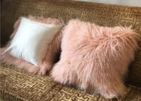 China Custom Made 100% Long hair Mongolian lamb fur pillow 45x45cm dyed colors free samples for sale