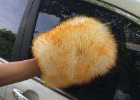 China Reusable Double sided Car Washing Mitt Glove Yellow Color With 100% Pure Wool for sale
