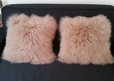 China Home Fluffy Genuine Mongolian Fur Pillow Ultra Soft With Rectangular Square Shape for sale