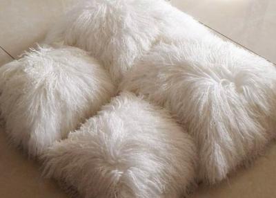 China Mongolian fur Pillow Long Curly White Tibetan Sheepskin Lamb wool Sofa throw for sale