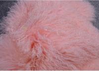 China Mongolian Sheepskin Rug Pink Dyed Extra Long hair Tibetan Lamb fur Garment Trim for sale
