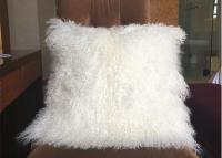 China GENUINE MONGOLIAN SHEEPSKIN LONG CURLY LAMB WOOL FUR CUSHION COVER 40CM for sale