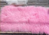 China Mongolian Sheepskin Rug 100% Real Sheepskin Wool 60*120cm Dyed Pink Color Free Samples for sale